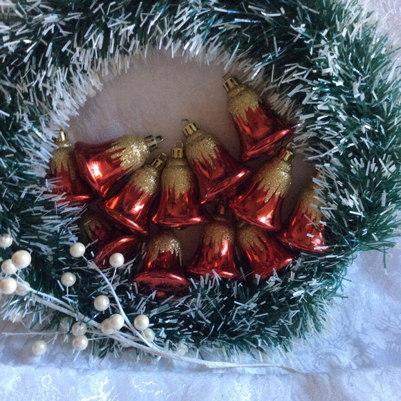 Holiday | Vintage Style Red And Gold Glitter Bells | Poshmark